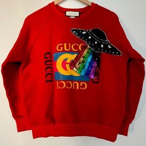 Gucci | Sweaters | Gucci Jersey Sweatshirt With Ufo Appliqu | Poshmark
